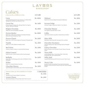 Layers Bakery Authentic Menu with Prices – Home Foodies